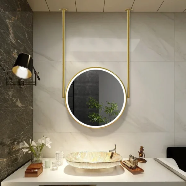 Mi-Mirror Gold Finish Hanging Round Double Sided LED Mirror – 1 Pc ...